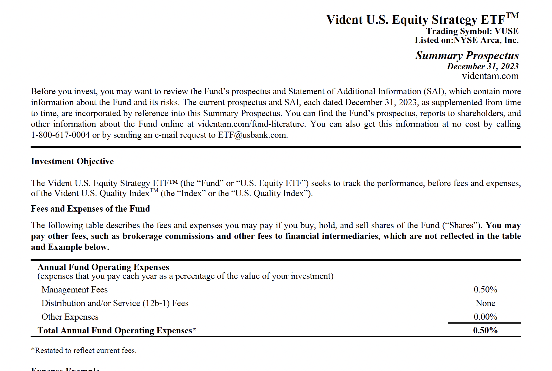 Summary Prospectus - Vident